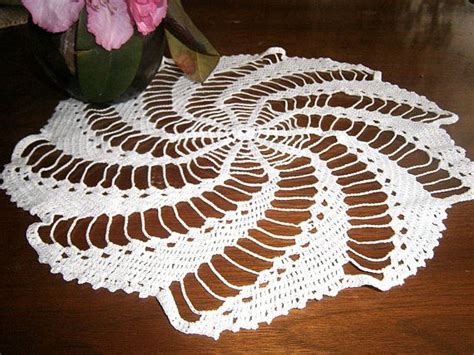 Vintage Hand Crocheted Doily Large Pinwheel Design