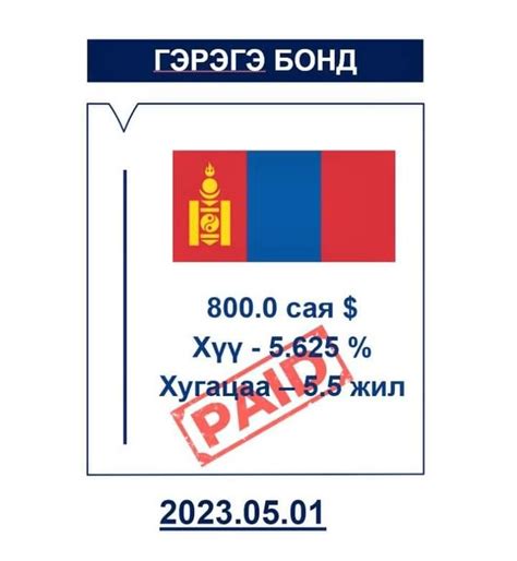 Гэрээг бондын үлдэгдлийг өнөөдөр бүрэн төлж дууслаа