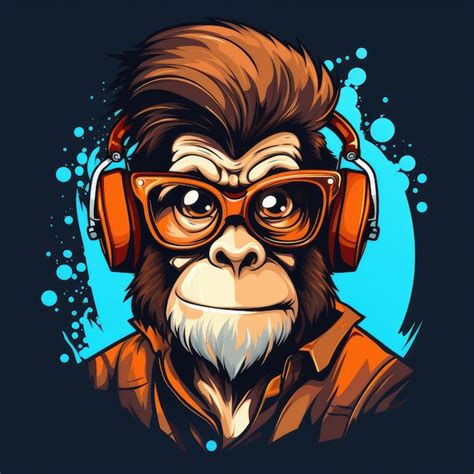 Premium Photo Vector Graphic Style Of Nerd Monkey AI Generated Image