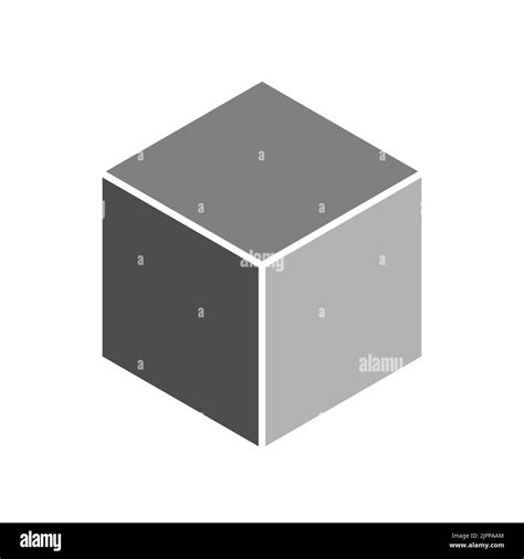 Simple Shaded Monochrome Gray Cube In 3d Style Perspective View Vector