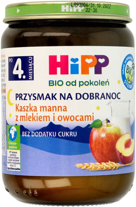 HIPP BIO od pokoleń Przysmak na dobranoc deserek w słoiczku kaszka