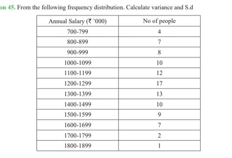 Calculate The Variance And Standard Deviation From The Following Frequenc