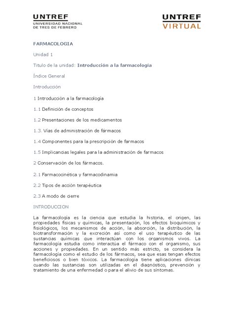 Unidad 1 Clase Farmacologia Unidad 1 Titulo De La Unidad