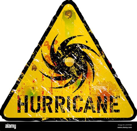 Hurricane Warning Sign Heavy Weathered Vector Eps 10 Stock Vector