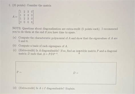 Solved Points Consider The Matrix Chegg