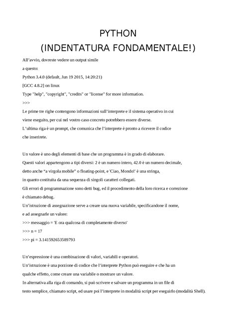 Linguaggio Di Programmazione Phyton Docsity