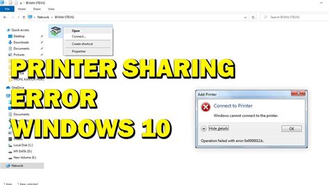 Windows Cannot Connect To The Printer Operation Failed With Error 0x000011b Windows10 Youtube