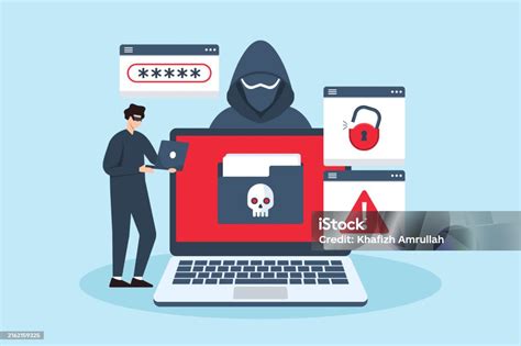 flat illustration of hacker bypassing security measures ransomware