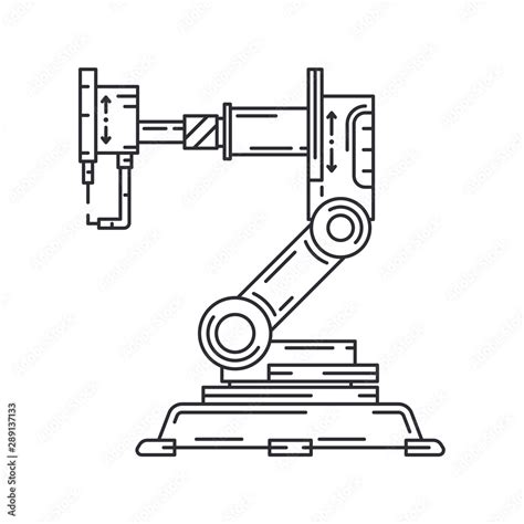 Line Flat Vector Icon Factory Conveyor Robot Arm System Automatic Industry Assembly Robotic