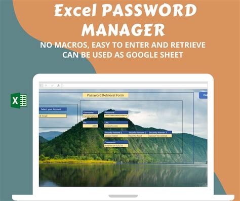 Excel Template Password Manager Digitally Track No Macros Etsy