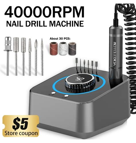 손톱정리도구 네일드릴 네일케어 전기 네일 기계 40000rpm 전문 파일 키트 아크릴 그라인딩 폴리싱을 위한 티몬