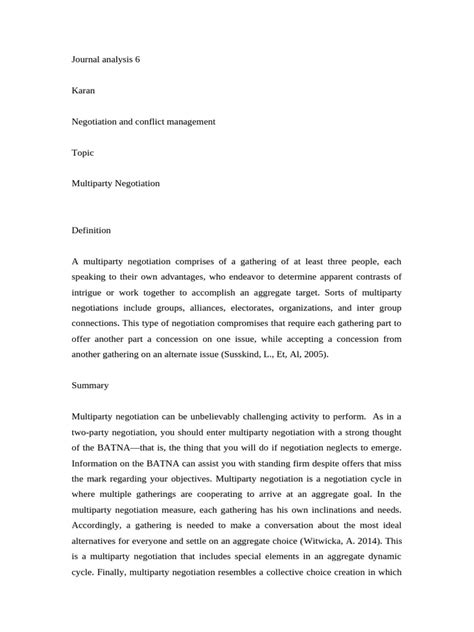 Journal Analysis 6 Pdf Negotiation Psychology