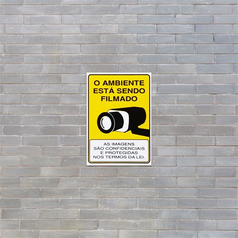 Combo 10 Placas De Sinalização O Ambiente Está Sendo Filmado 15x20