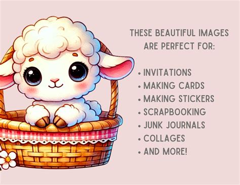 Watercolour Chibi Lamb Clipart Cute Easter Lamb Kawaii Sheep Png