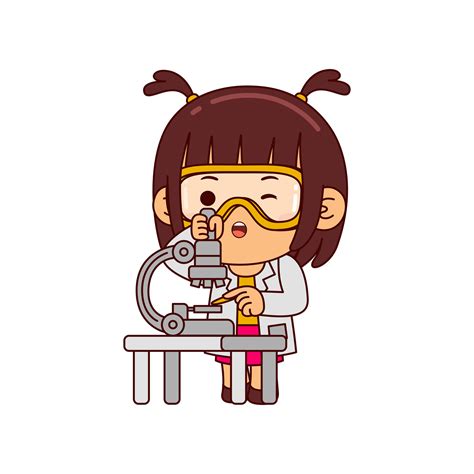 Cute Scientist Girl Cartoon Character Vector Illustration 34368028