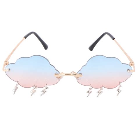 Qiysamall Cloud Glasses Vintage Rimless Cloud Sunglasses 90s Disco