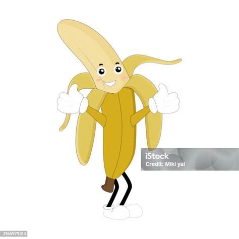Banana Mascot Cartoon Character Fruit Character Emoticon Stock