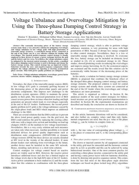 Voltage Unbalance And Overvoltage Mitigation By Using The Three Phase
