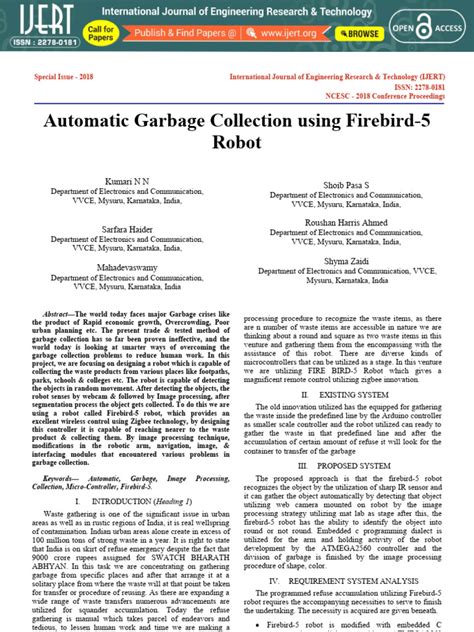 Te Automatic Garbage Collection Using Firebird 5 Robot Pdf Robot