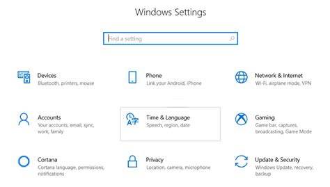 Settings Language