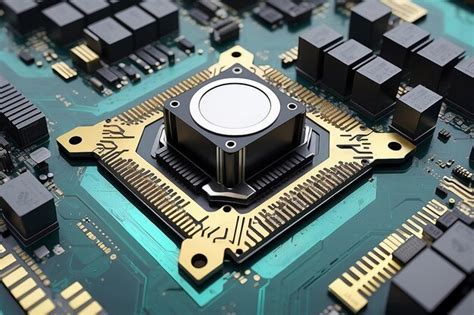 Premium Photo View Of A Cpu Processor Chip With A Gear And Network