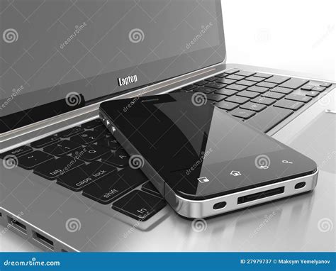 Laptop En Mobiele Telefoon Stock Illustratie Illustration Of