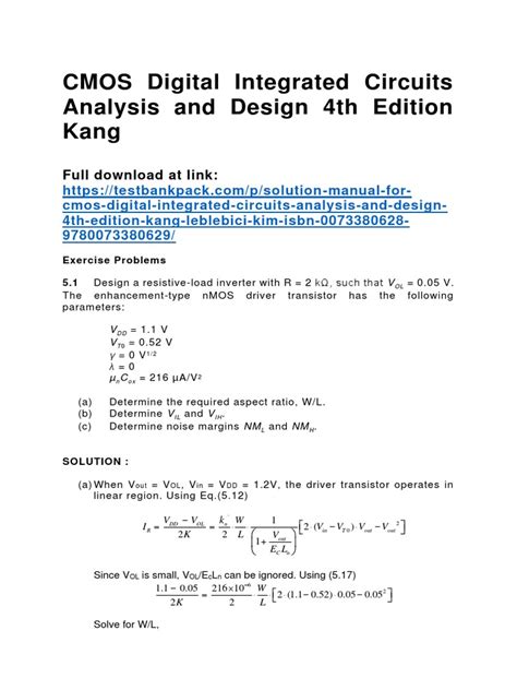 cmos digital integrated circuits analysis and design 4th edition kang