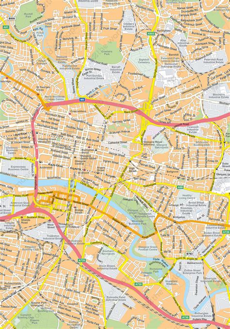 Digital City Map Glasgow 476 The World Of