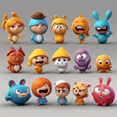 Iconos De Caras De Personajes Míticos Accesorios De Juegos 3d En Fondo