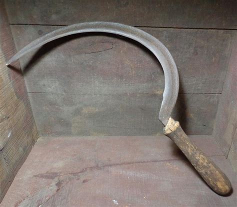 Vintage 17 Inch Grass Hook Sickle Billhook Or Slasher Hook Tool Wood
