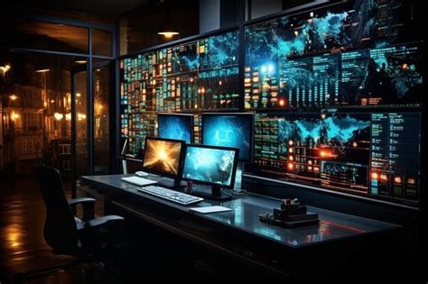 modern screens displaying complex data analysis graphs in a modern