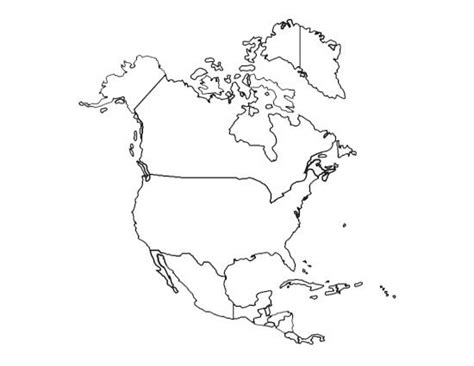 Unlabeled Map Of North America Map