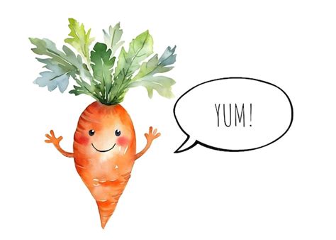 Premium Ai Image Watercolor Kawaii Carrot Cute Smiling Happy