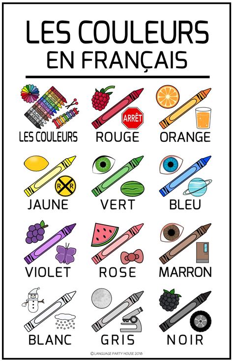 Crayons and Colors in FRENCH Printables Les couleurs en français