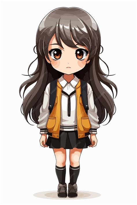 Niña Joven Estilo De Anime Personaje Vector Diseño De Ilustración Manga