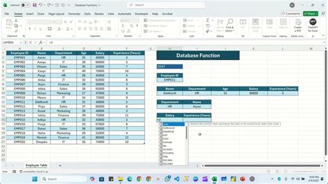 Excel Dget Function Database Lookup Function Easy And Simple To Use Youtube