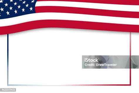 카드 프리젠 테이션 초대 포스터에 대한 상자 컷 아웃 일러스트와 미국 국기 상단 테두리 7월에 대한 스톡 벡터 아트 및 기타 이미지 7월 국기 기 Istock