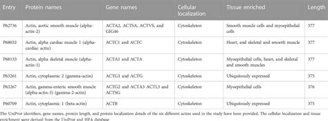 Frontiers A Census Of Actin Associated Proteins In Humans