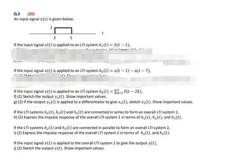 Solved Q 3 20 An Input Signal X T Is Given Below If The Chegg Com