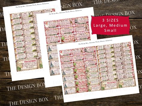 Christmas Words Phrases Definitions Printable Labels Christmas Text Junk Journal Xmas
