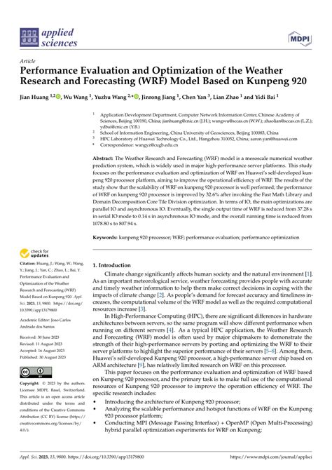 Pdf Performance Evaluation And Optimization Of The Weather Research