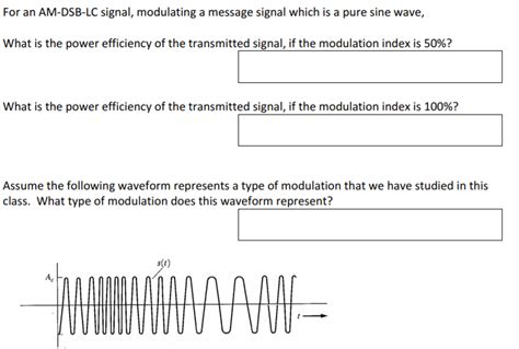 Solved For An Am Dsb Lc Signal Modulating A Message Signal