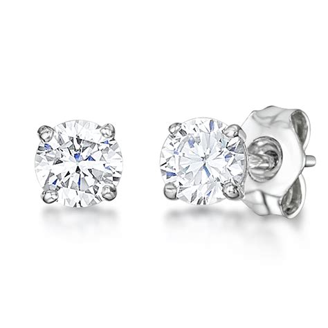 9ct White Gold Round Claw Set White Cz Stud Earrings 4mm 9ct Gold