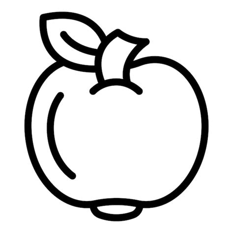 Vector De Contorno Del Icono De La Fruta De Manzana Fruta De Pome