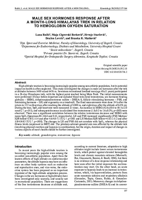 Pdf Male Sex Hormones Response After A Month Long Himalayas Trek In