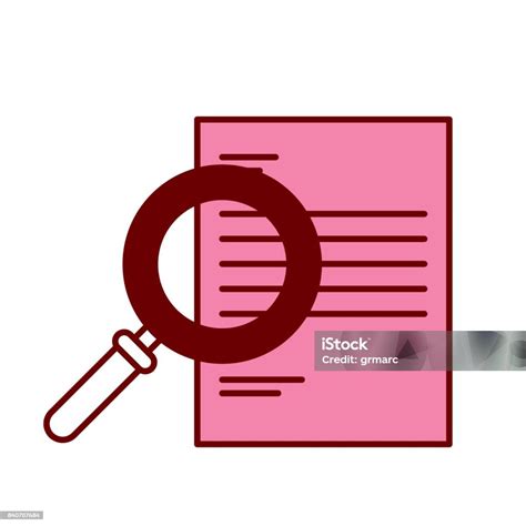 문서를 통해 돋보기 검색의 핑크 스 칼 렛 빨간색 섹션 실루엣 0명에 대한 스톡 벡터 아트 및 기타 이미지 0명 개념