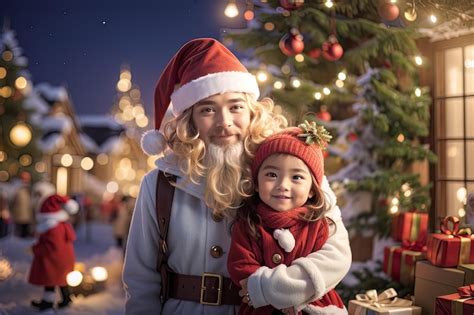 Personagens encantadores de férias Uma felicidade de fundo Foto Premium