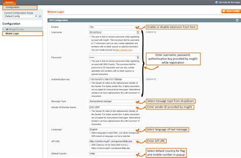 Api Configuration Magento Mobile Login Extension
