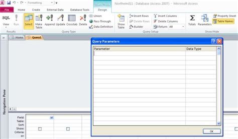 Specify Parameters Data Type In Access
