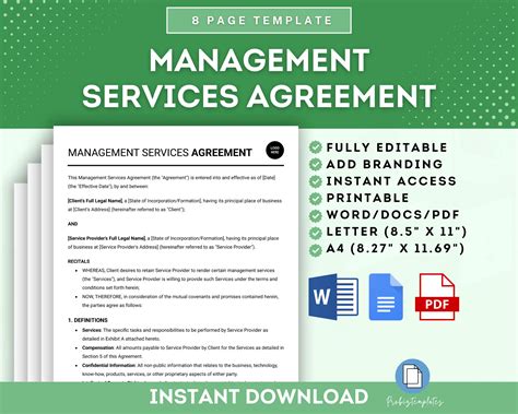 Management Services Agreement Template Probiztemplates